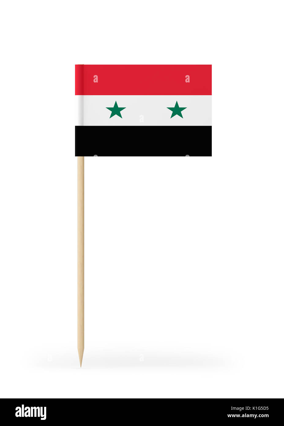 Small Syrian flag on a toothpick. The flag has nicely detailed paper ...