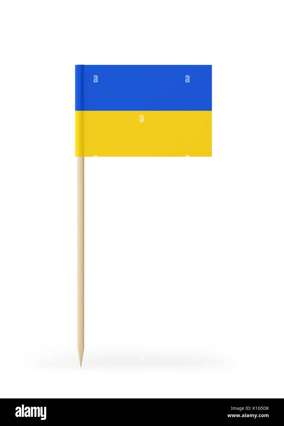 Small Ukrainian flag on a toothpick. The flag has nicely detailed paper ...