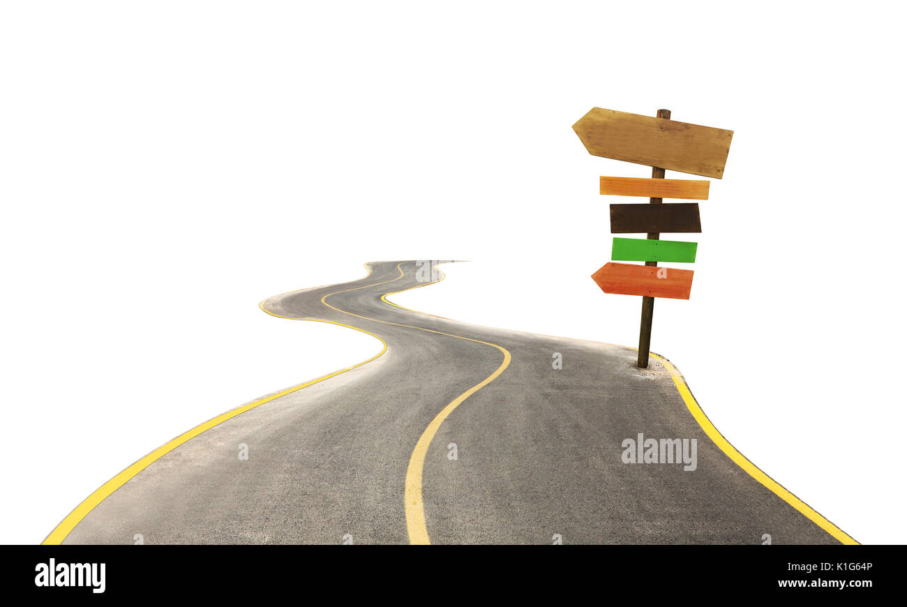 curved road with arrow signs isolated on white background Stock Photo ...