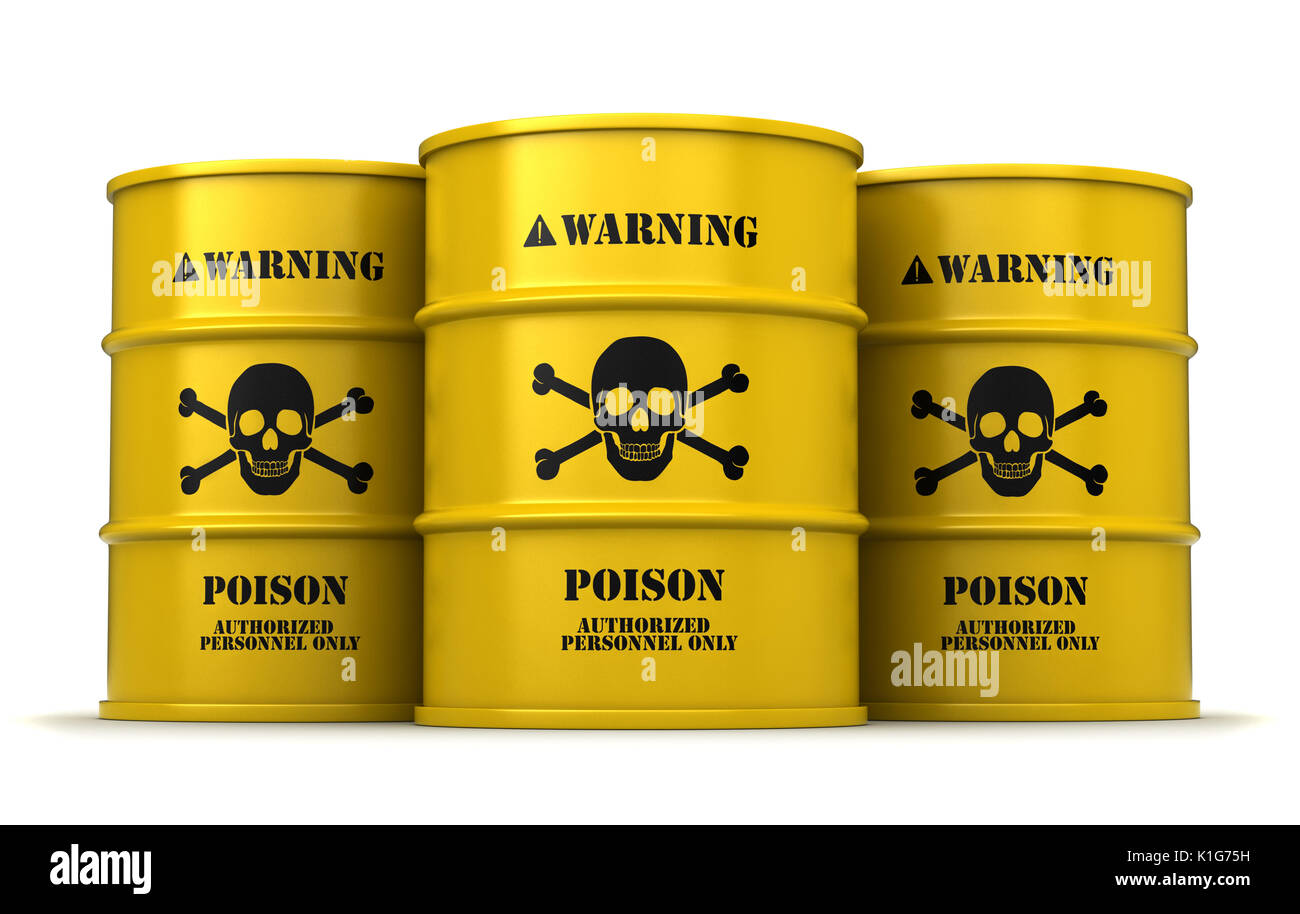 3d render of barrels with poisonous substance isolated over white ...