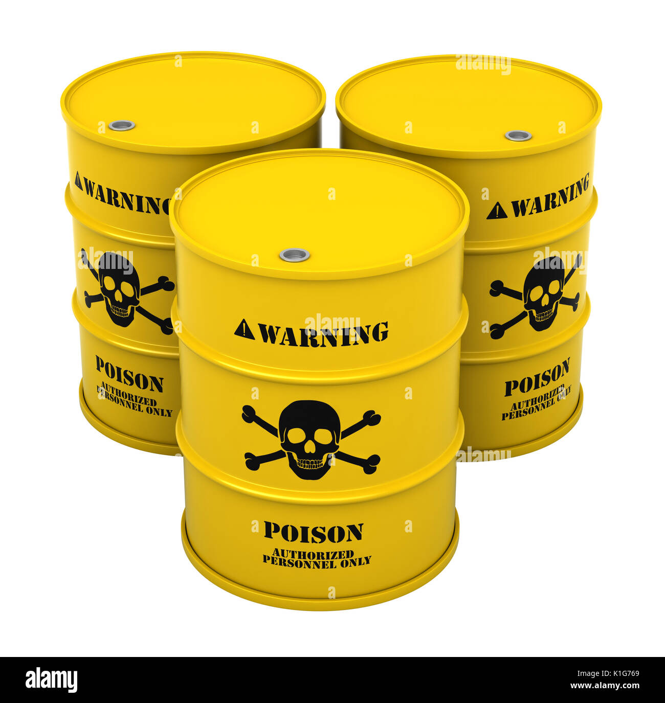 3d render of barrels with poisonous substance isolated over white ...