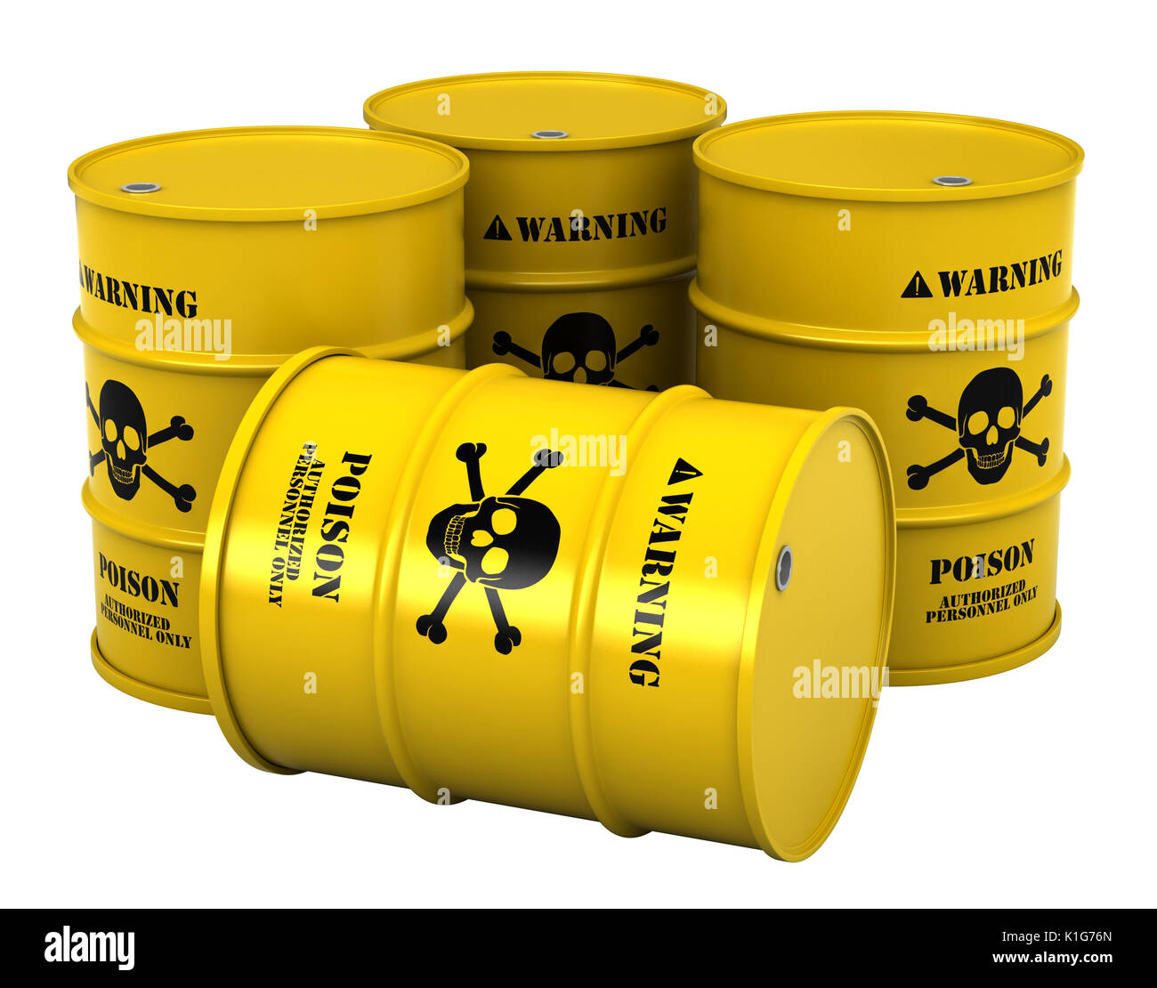 3d render of barrels with poisonous substance isolated over white ...