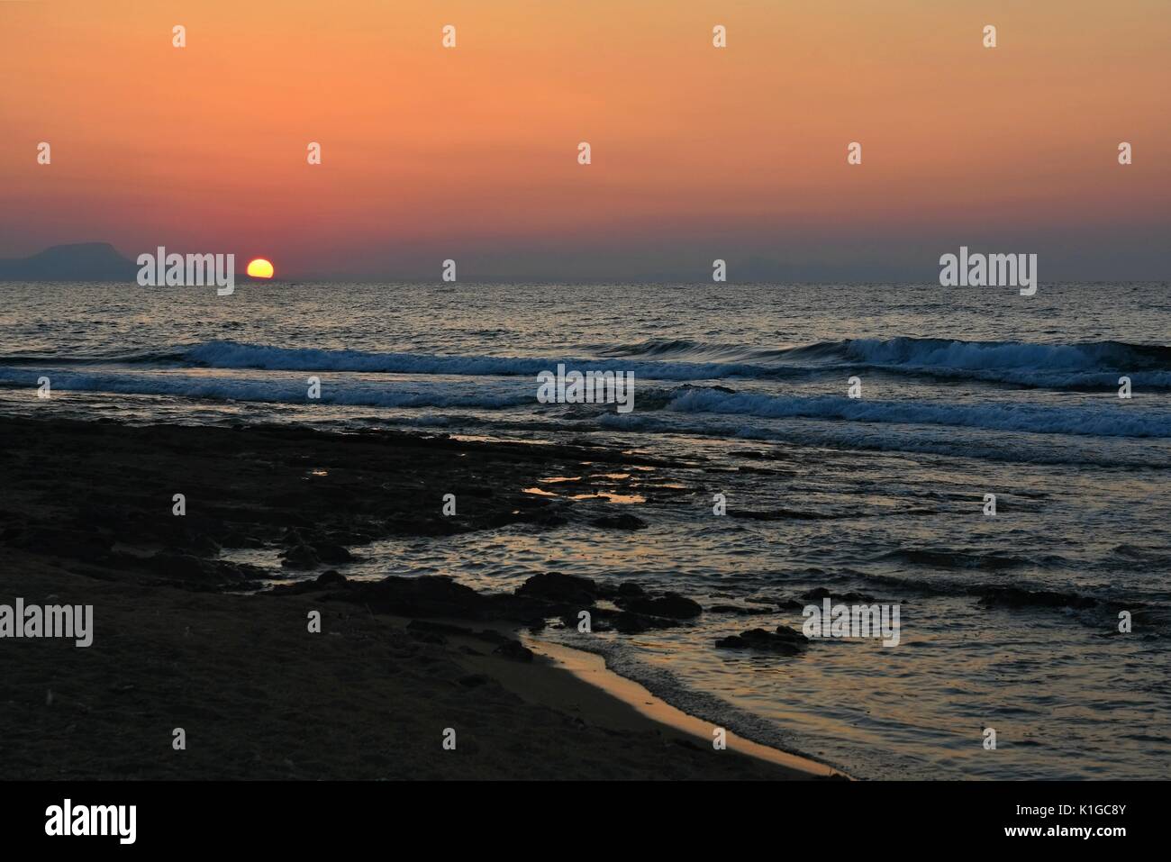 Beautiful summer sunset by the sea. Amazing scenery on the beach with ...