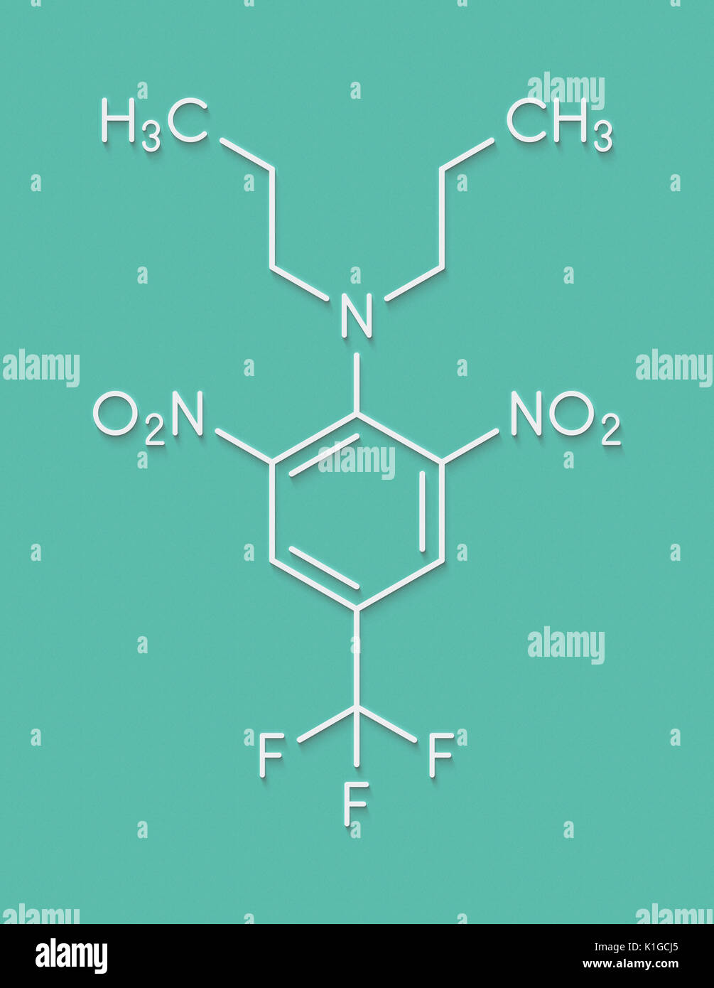 Trifluralin herbicide molecule. Skeletal formula Stock Photo - Alamy