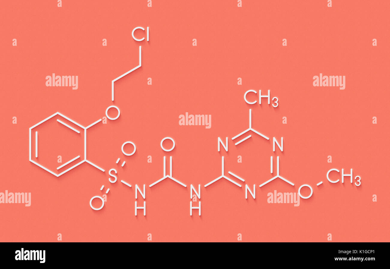 Triasulfuron herbicide molecule. Skeletal formula Stock Photo - Alamy