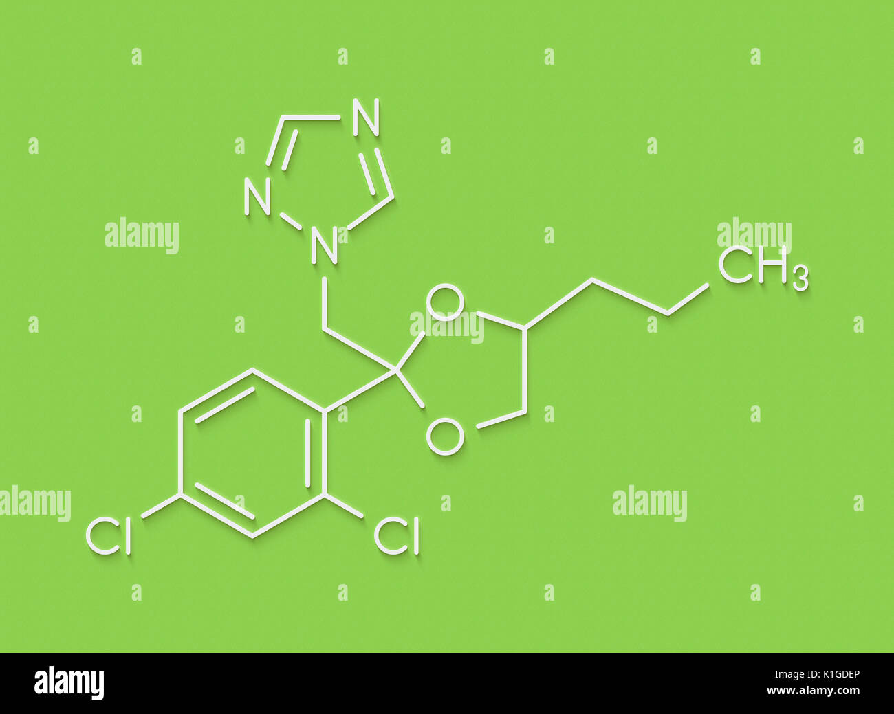 Propiconazole antifungal molecule (triazole class). Skeletal formula ...