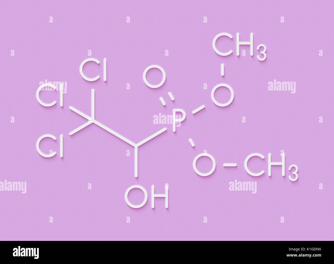 Metrifonate (trichlorfon) insecticide molecule. Skeletal formula Stock ...