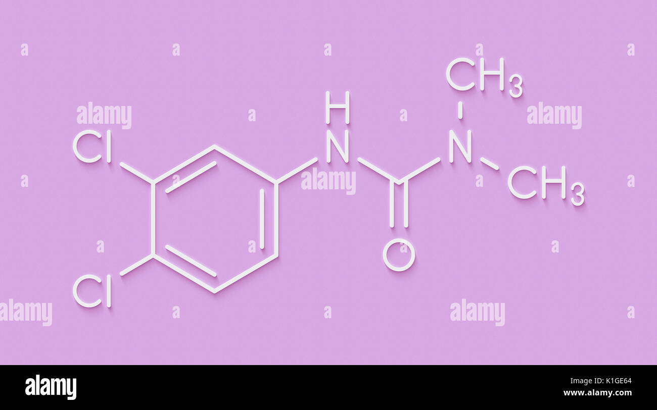 Diuron (DCMU) herbicide molecule. Skeletal formula Stock Photo - Alamy