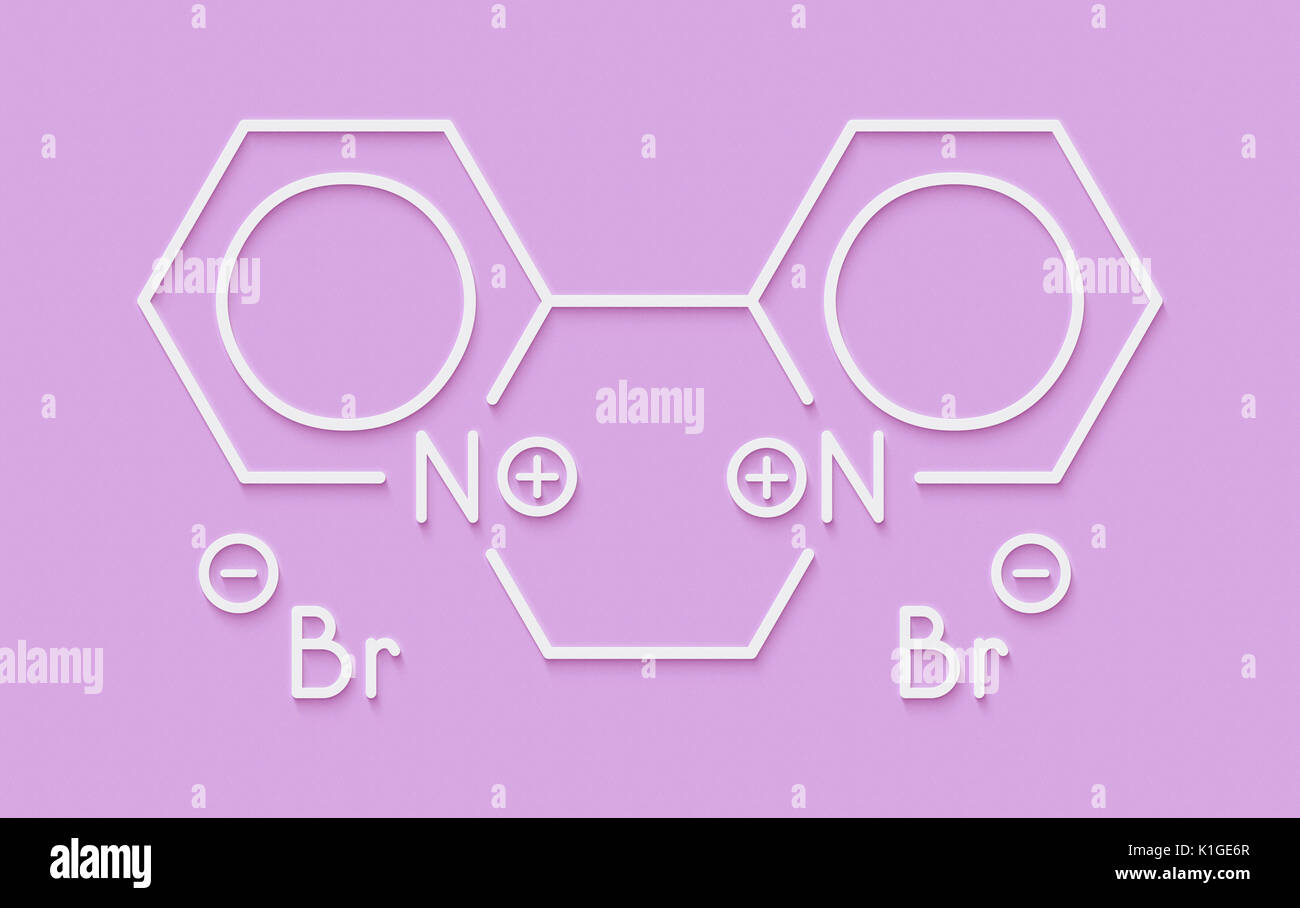 Diquat dibromide contact herbicide molecule. Skeletal formula Stock ...