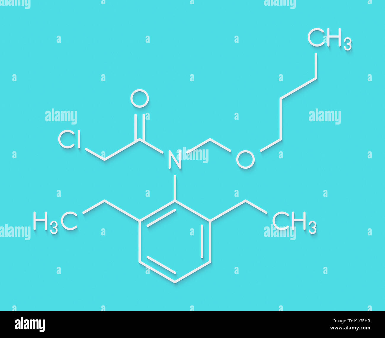 Butachlor herbicide molecule. Skeletal formula Stock Photo - Alamy