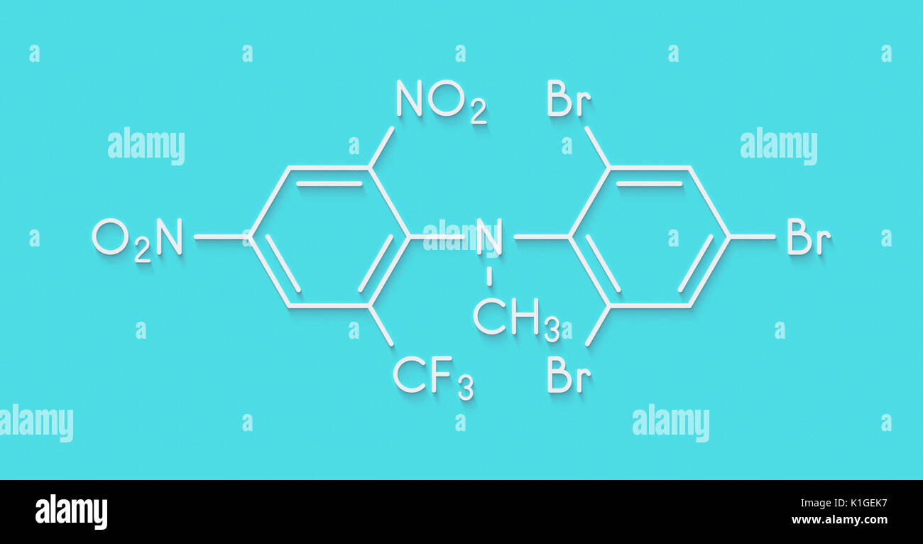 Bromethalin rodenticide molecule (rat poison). Skeletal formula Stock ...