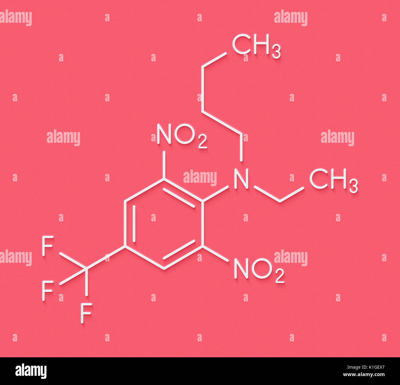 Benfluralin herbicide molecule. Skeletal formula Stock Photo - Alamy