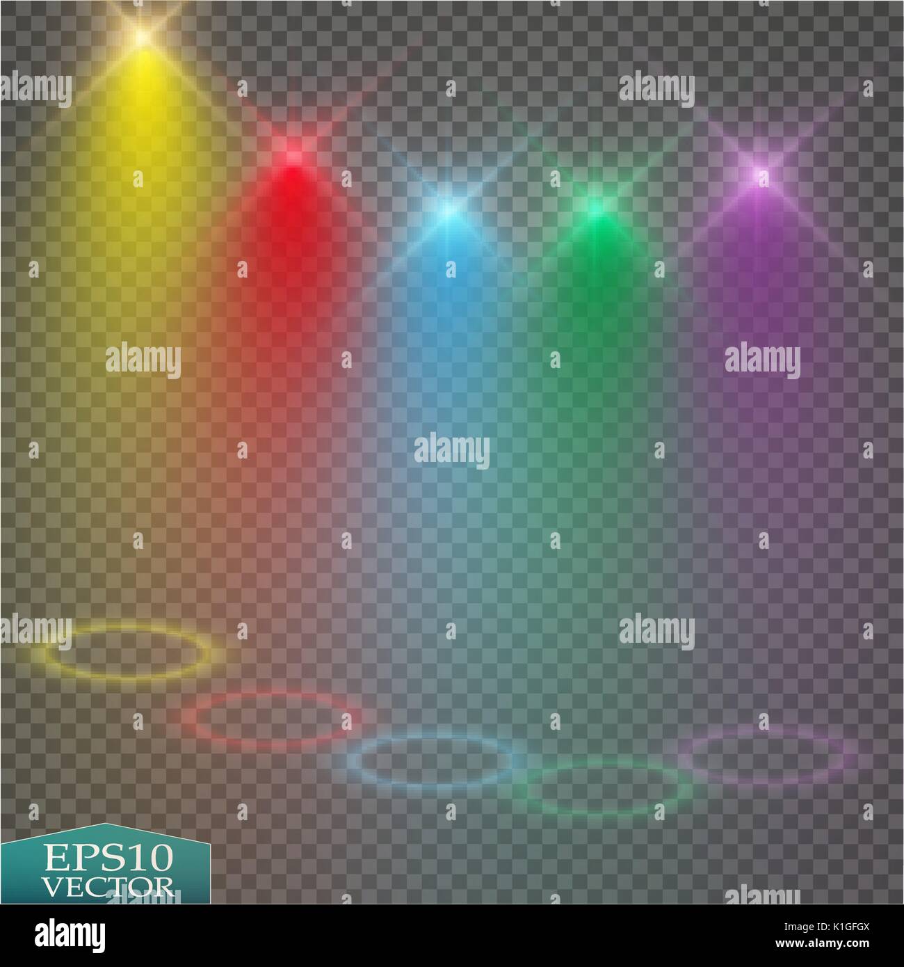 Special light effects. Realistic vector bright projectors for scene ...