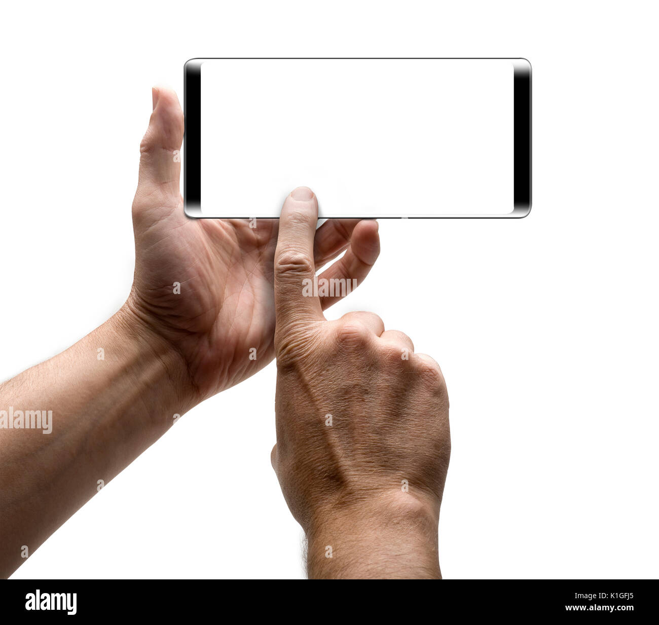 Two hands holding a mobile Smartphone and take a picture Stock Photo ...