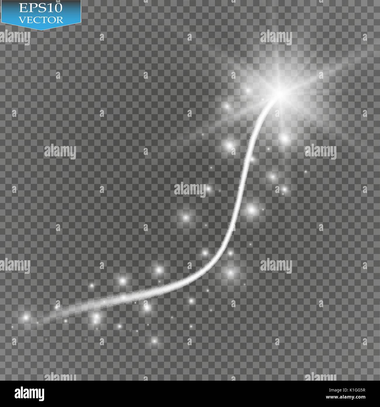 A bright comet with large dust. Falling Star. Glow light effect. Vector ...