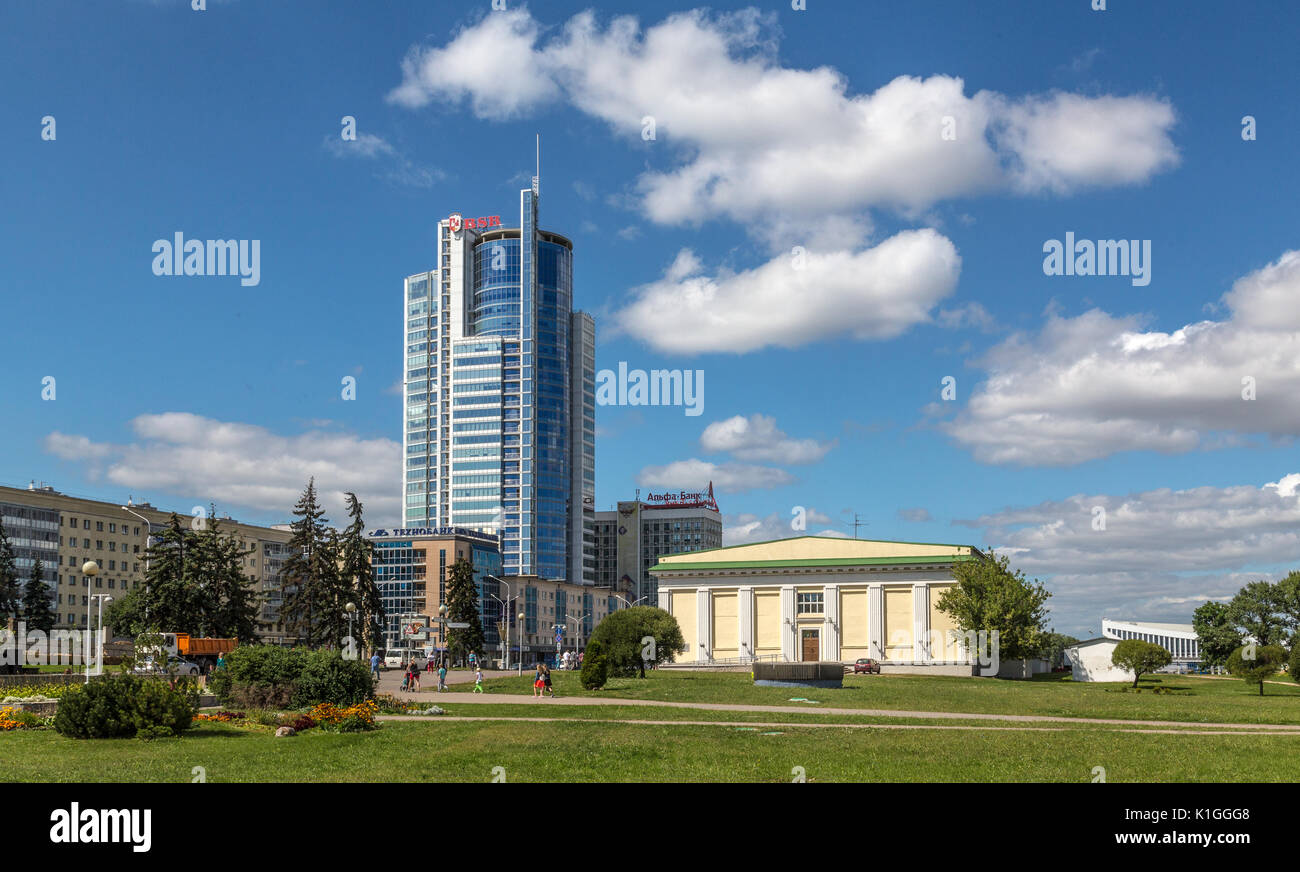 Skyline of Minsk, capital of the eastern European country of Belarus ...