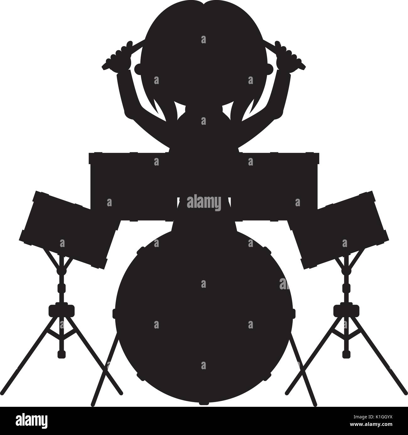 Cute Cartoon Hippie Drummer in Silhouette Stock Vector Image & Art - Alamy