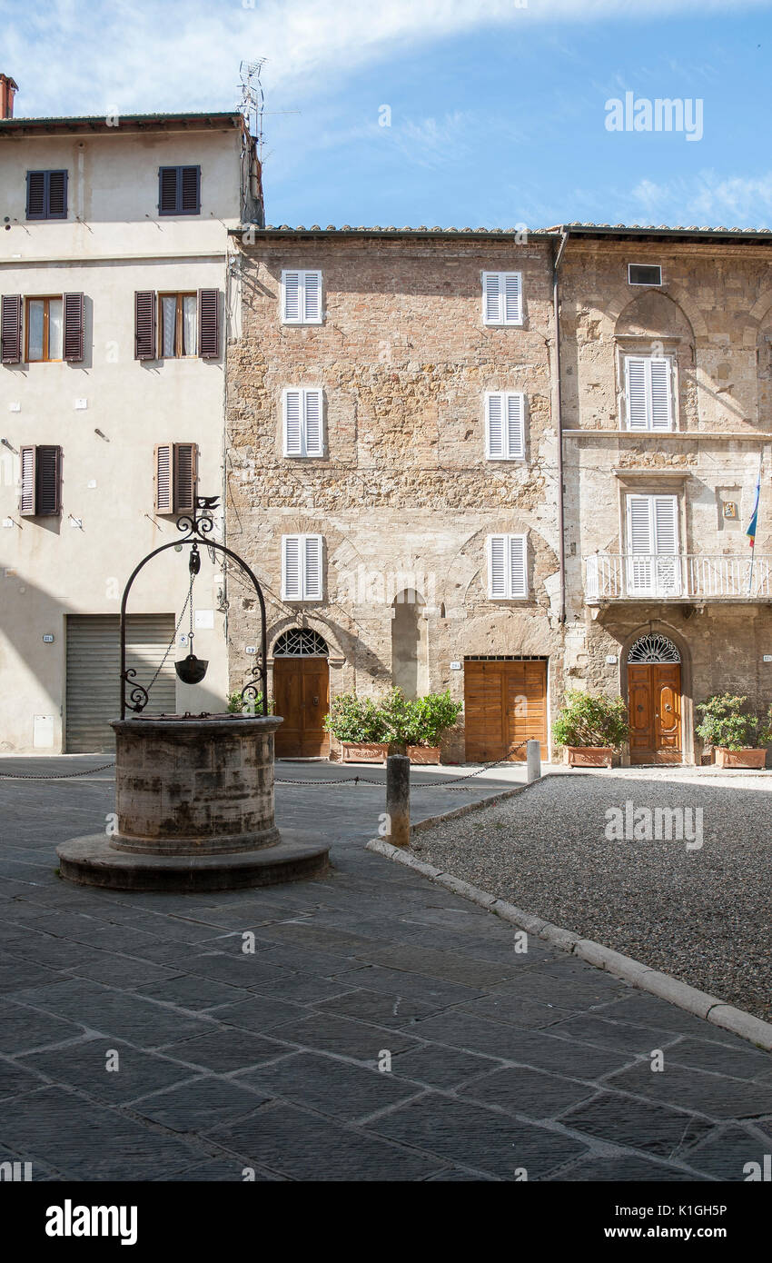 TUSCANY-JUNE 2:A typical tuscan old square,with house's front doors ...