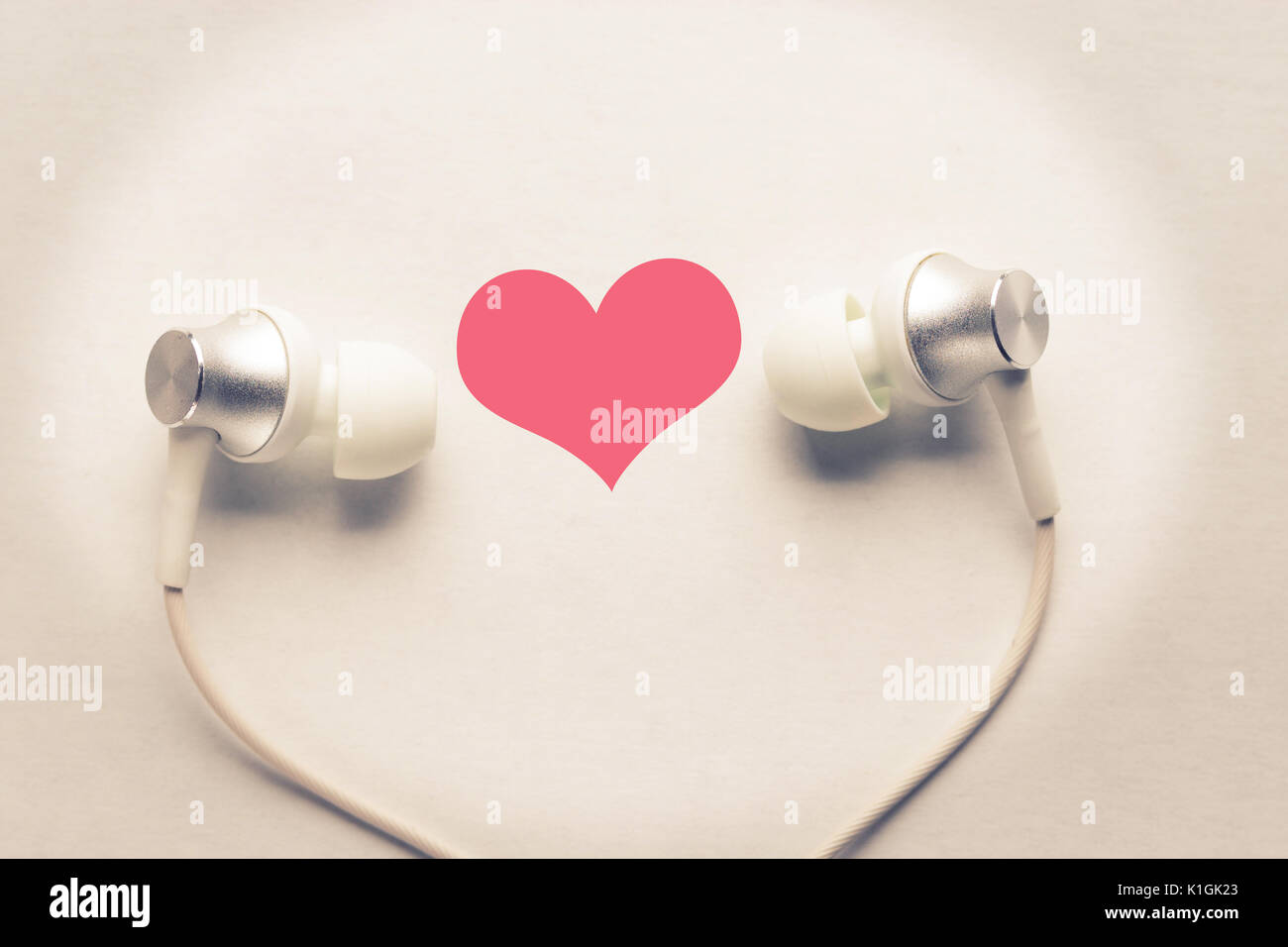 heart and headphones. listen to love songs concept Stock Photo - Alamy