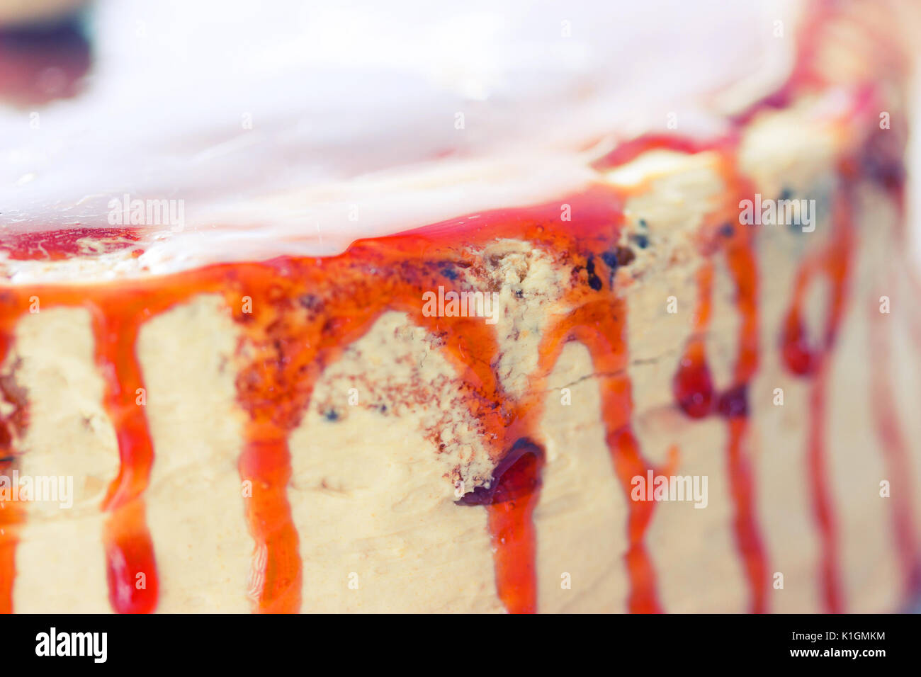 caramel topping on the cake. close up Stock Photo - Alamy