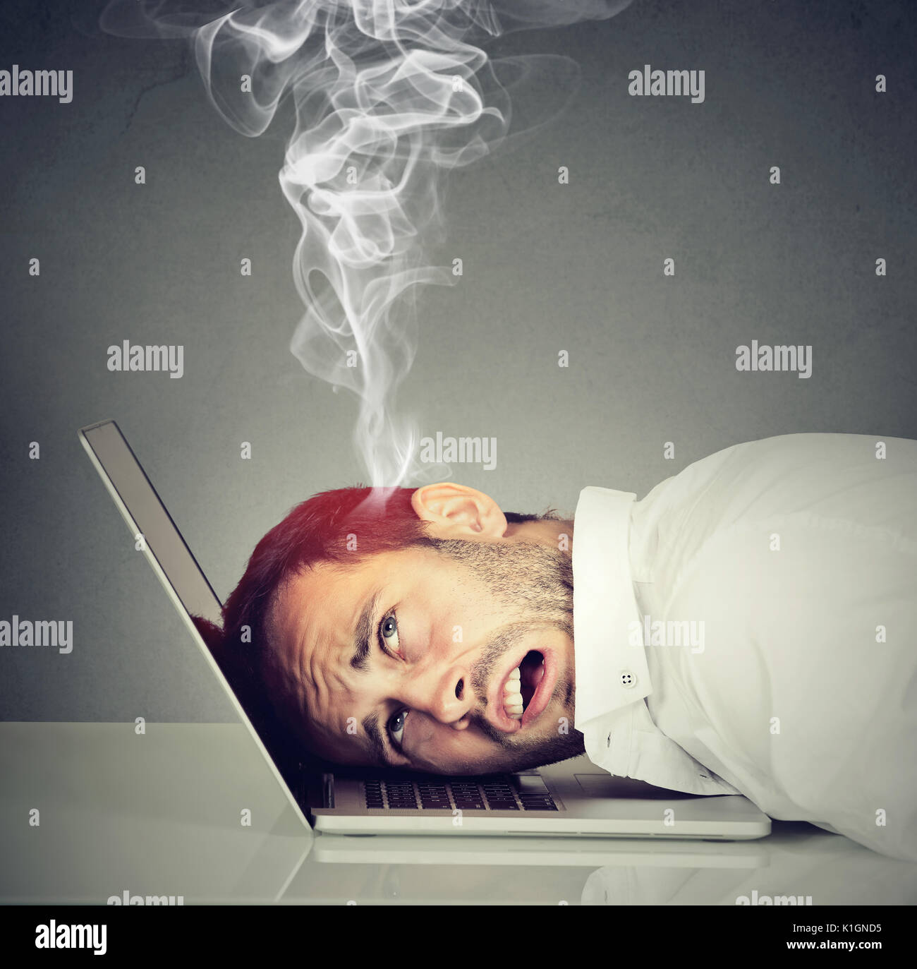 Man overwhelmed by technology hi-res stock photography and images - Alamy