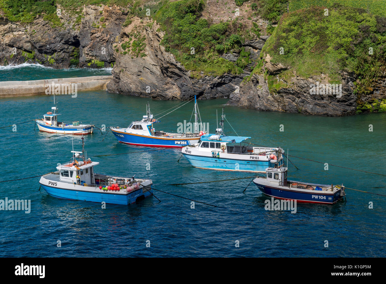 Harbour with small boats in Port Isaac, a small and picturesque fishing ...