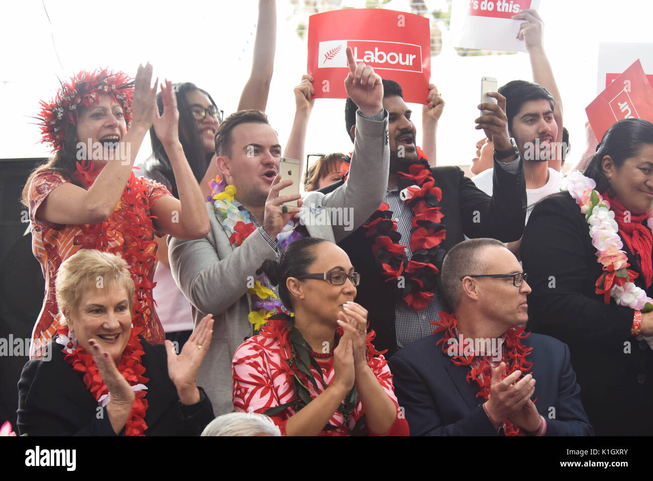 Auckland, New Zealand. 26th Aug, 2017. Labor MP members applause during ...
