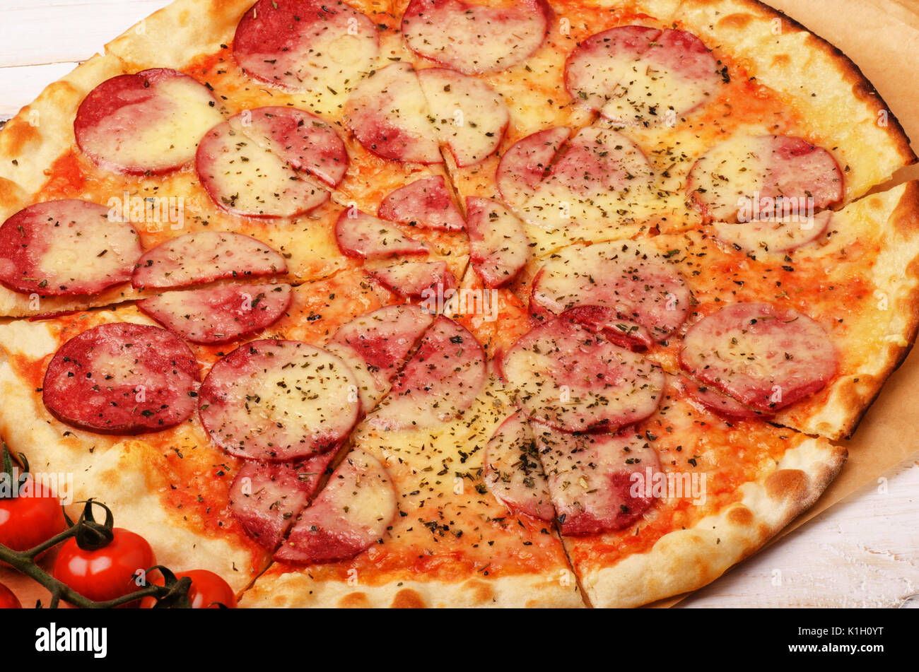 Salami pizza tomato on hi-res stock photography and images - Alamy