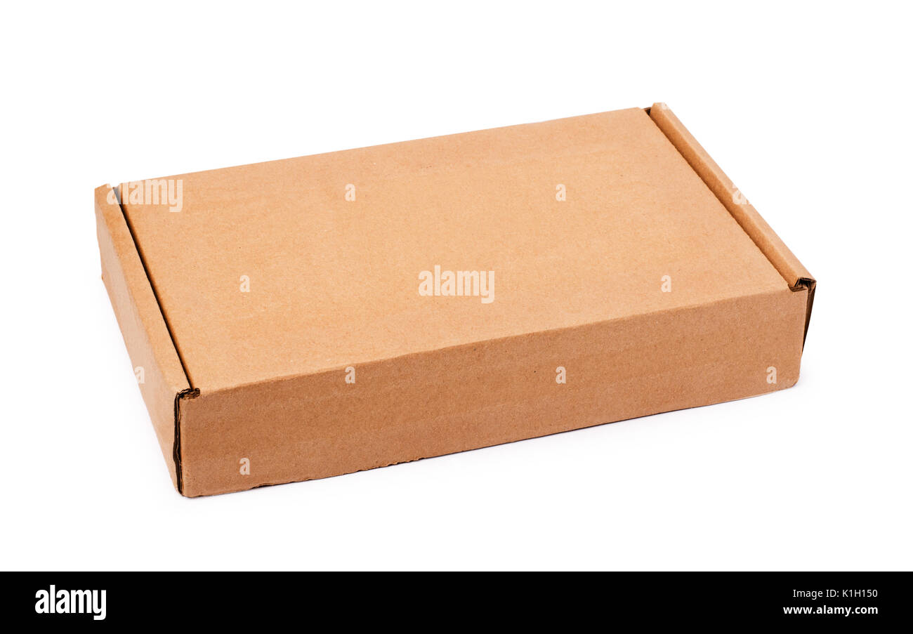 Beige cardboard box isolzted on a white background Stock Photo - Alamy