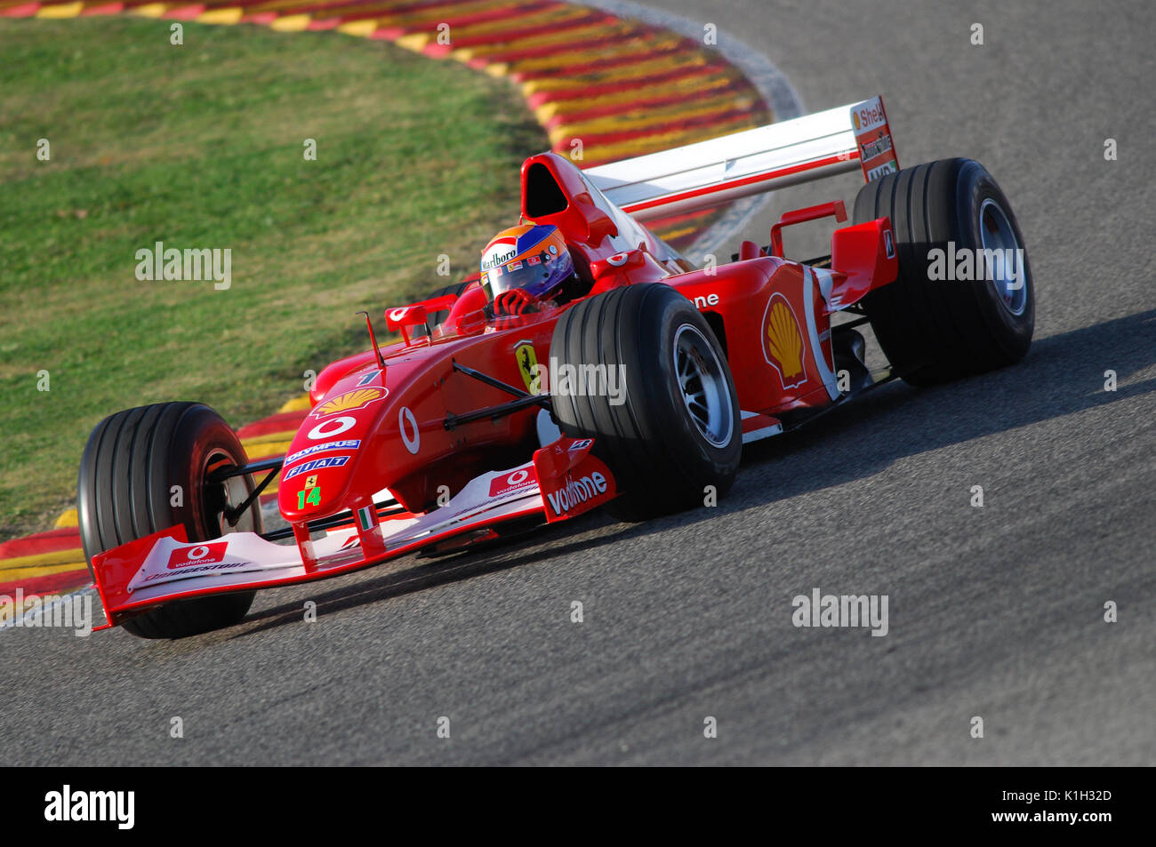 MUGELLO, IT, November, 2007: unknown run with Modern Ferrari F1 during ...