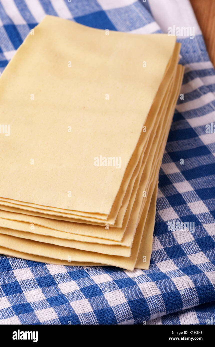Lasagne sheets on kitchen table Stock Photo - Alamy