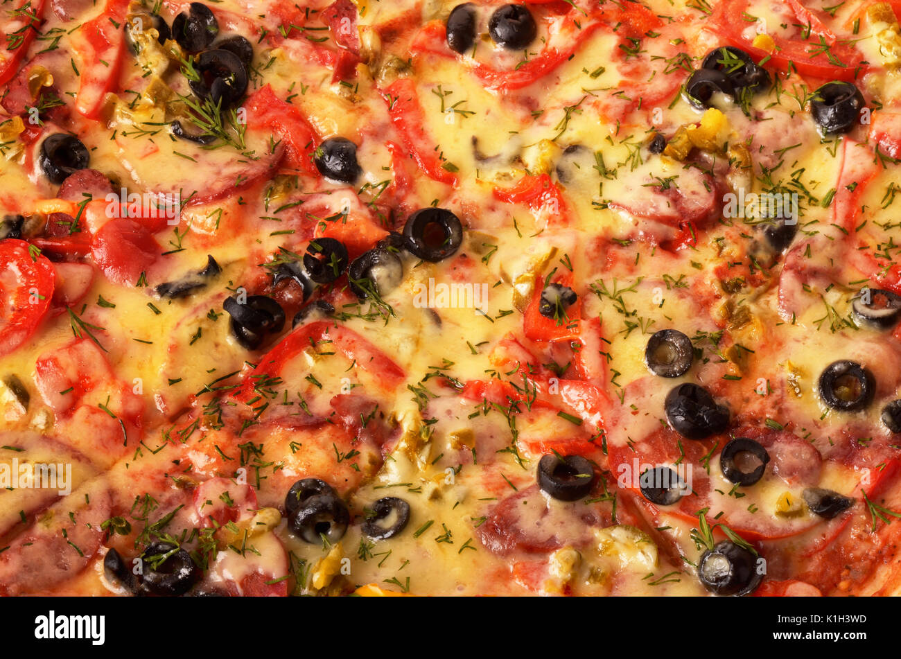 Pepperoni pizza as background Stock Photo - Alamy