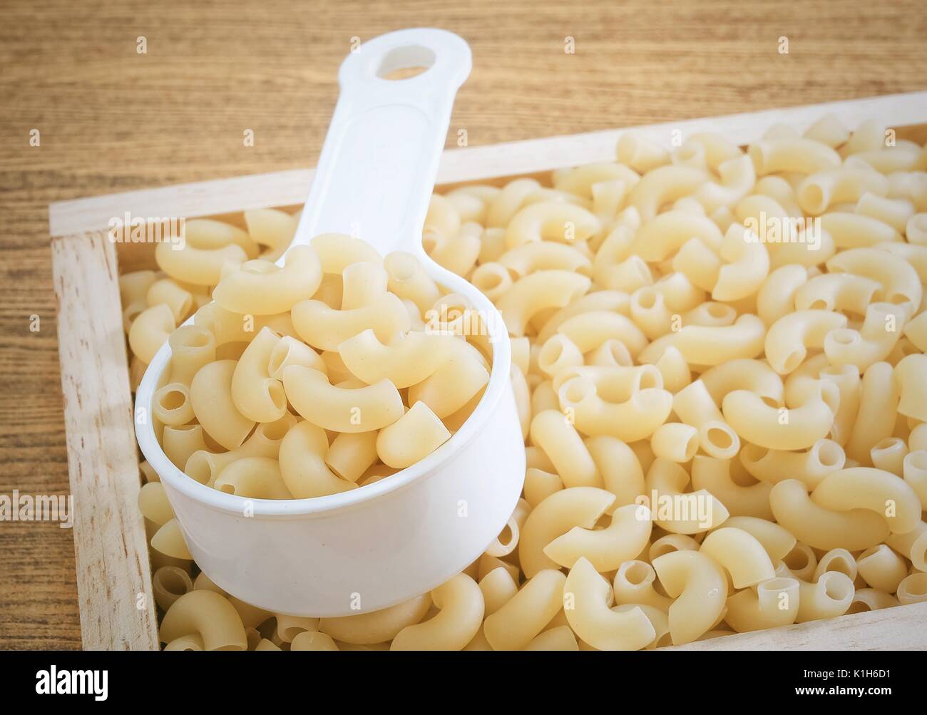 Food and Cuisine, Uncooked and Dried Elbow Macaroni or Gomiti Pasta in ...