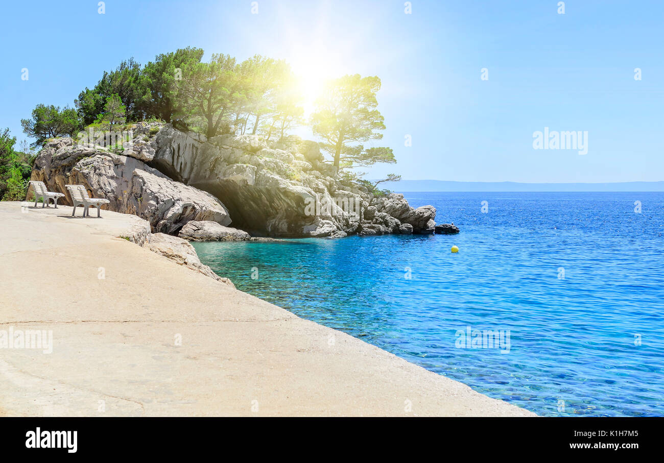 Concrete path by the sea. Photographed in the summer Stock Photo - Alamy