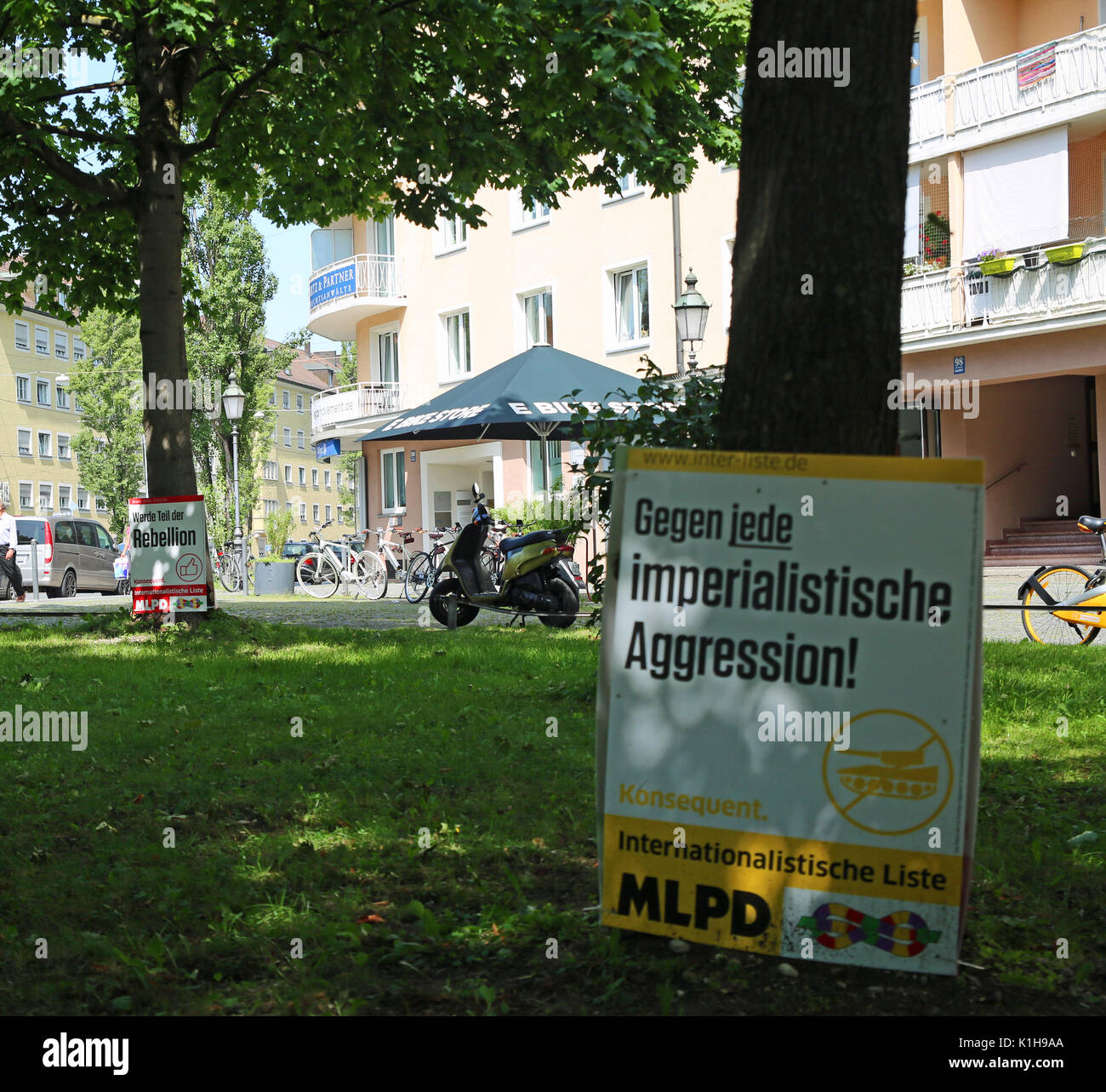 Campaign posters of the MLPD (Marxist-Leninist Party of Germany ...