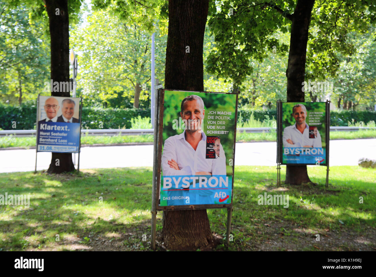 Election posters of the CSU with Seehofer and Bernhard Loos and the AfD ...