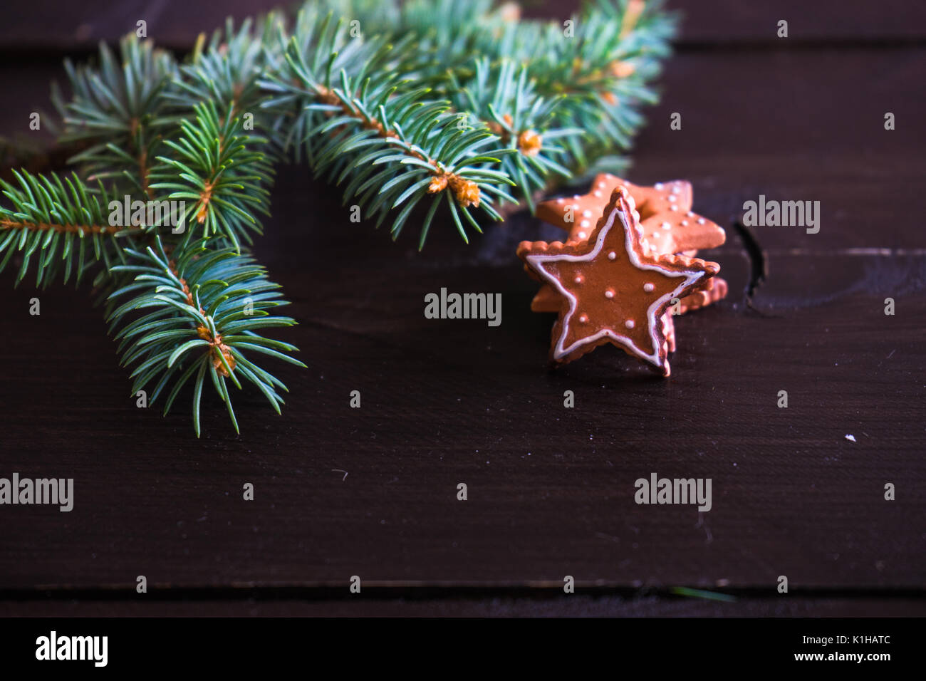 Festive Christmas themed frame with gift box and decorations Stock ...