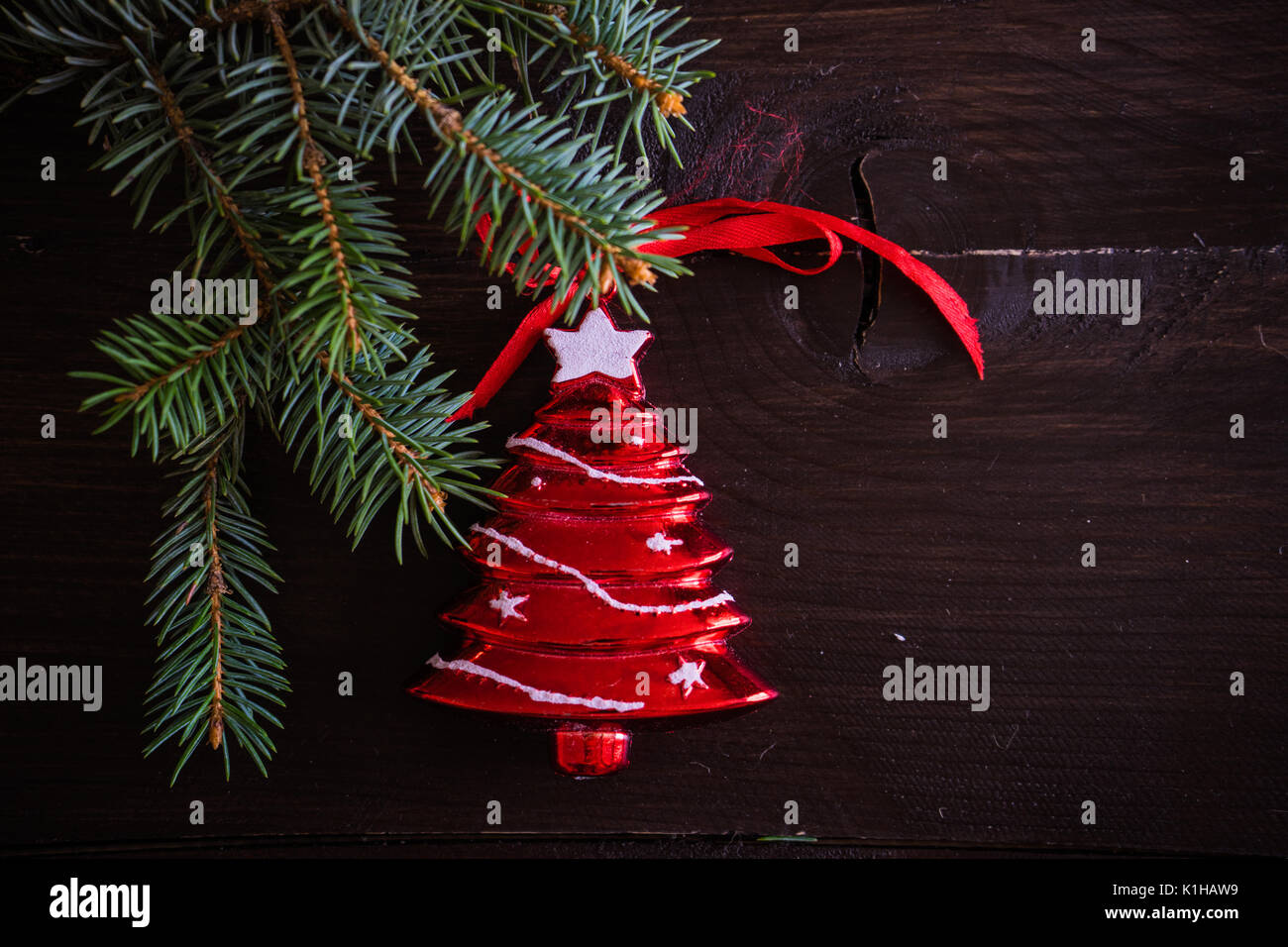 Festive Christmas themed frame with gift box and decorations Stock ...