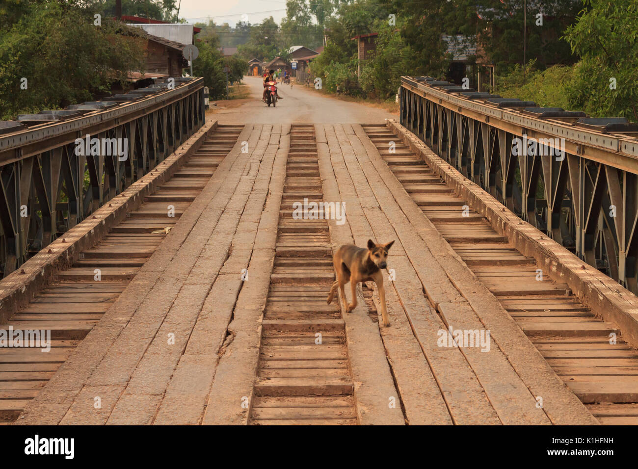 Laos wooden bridge village hi-res stock photography and images - Alamy