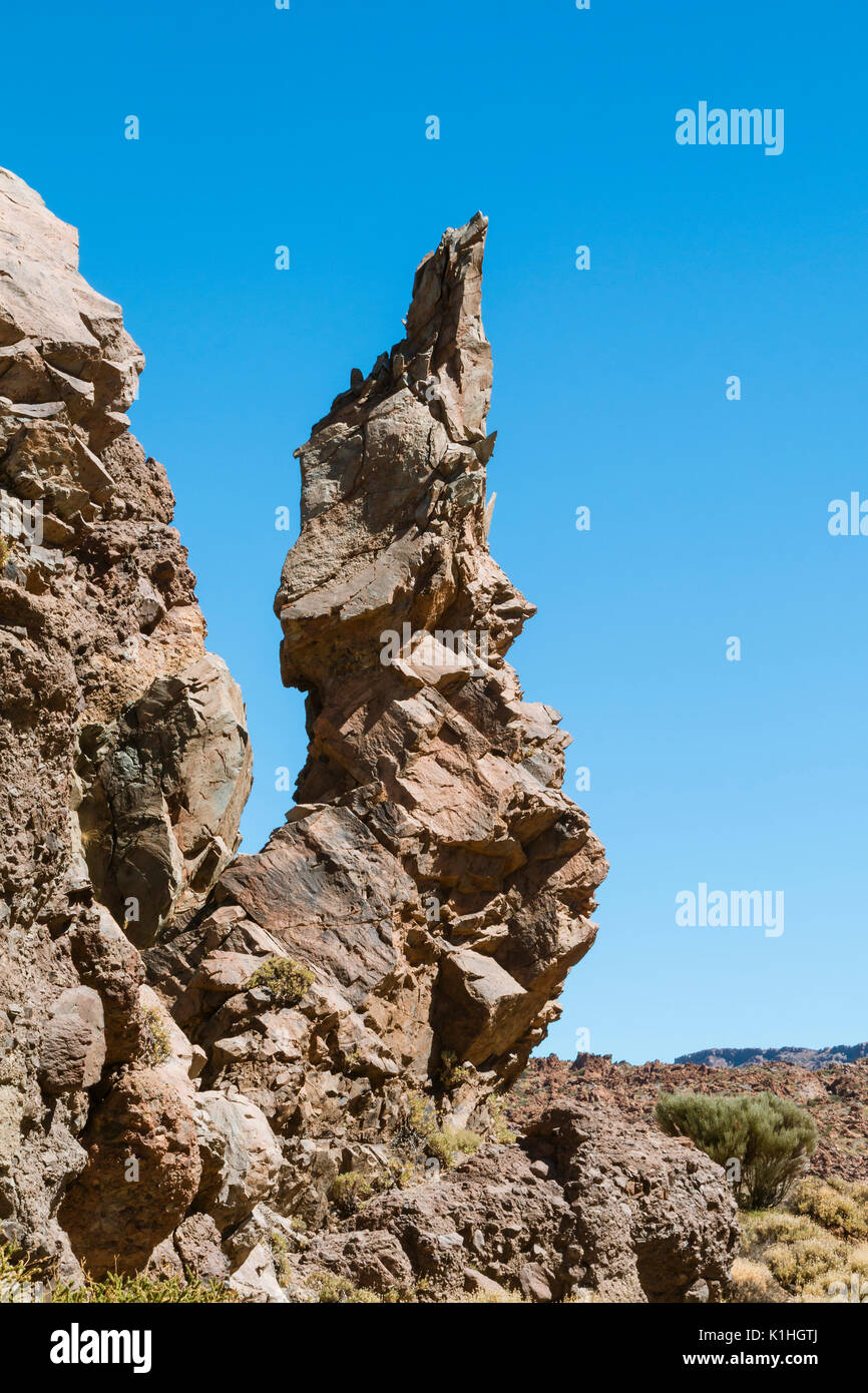 Rock needle formation at Los Roques de Garcia In Tenerife, Spain with ...
