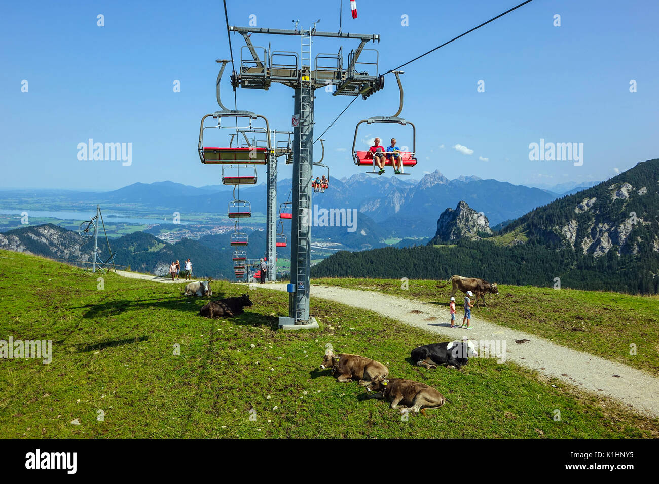 Red chairlift on Breitenberg-Hochalpe Pfronten, Bavaria, Germany Stock ...
