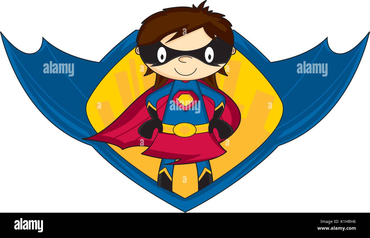 Cute Cartoon Heroic Superhero and Shield Illustration Stock Vector ...