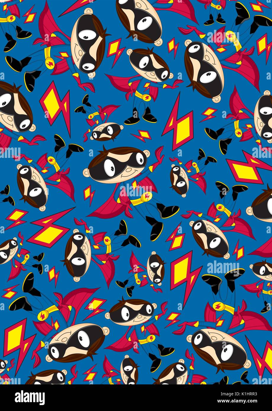 Cute Cartoon Heroic Superhero Pattern Stock Vector Image & Art - Alamy