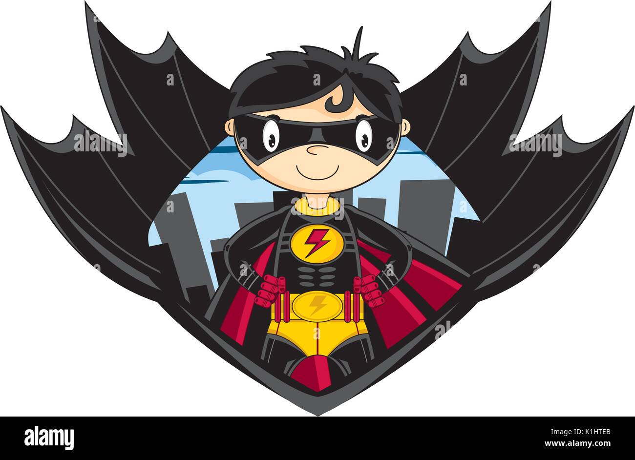 Cute Cartoon Heroic Superhero and Shield Illustration Stock Vector ...