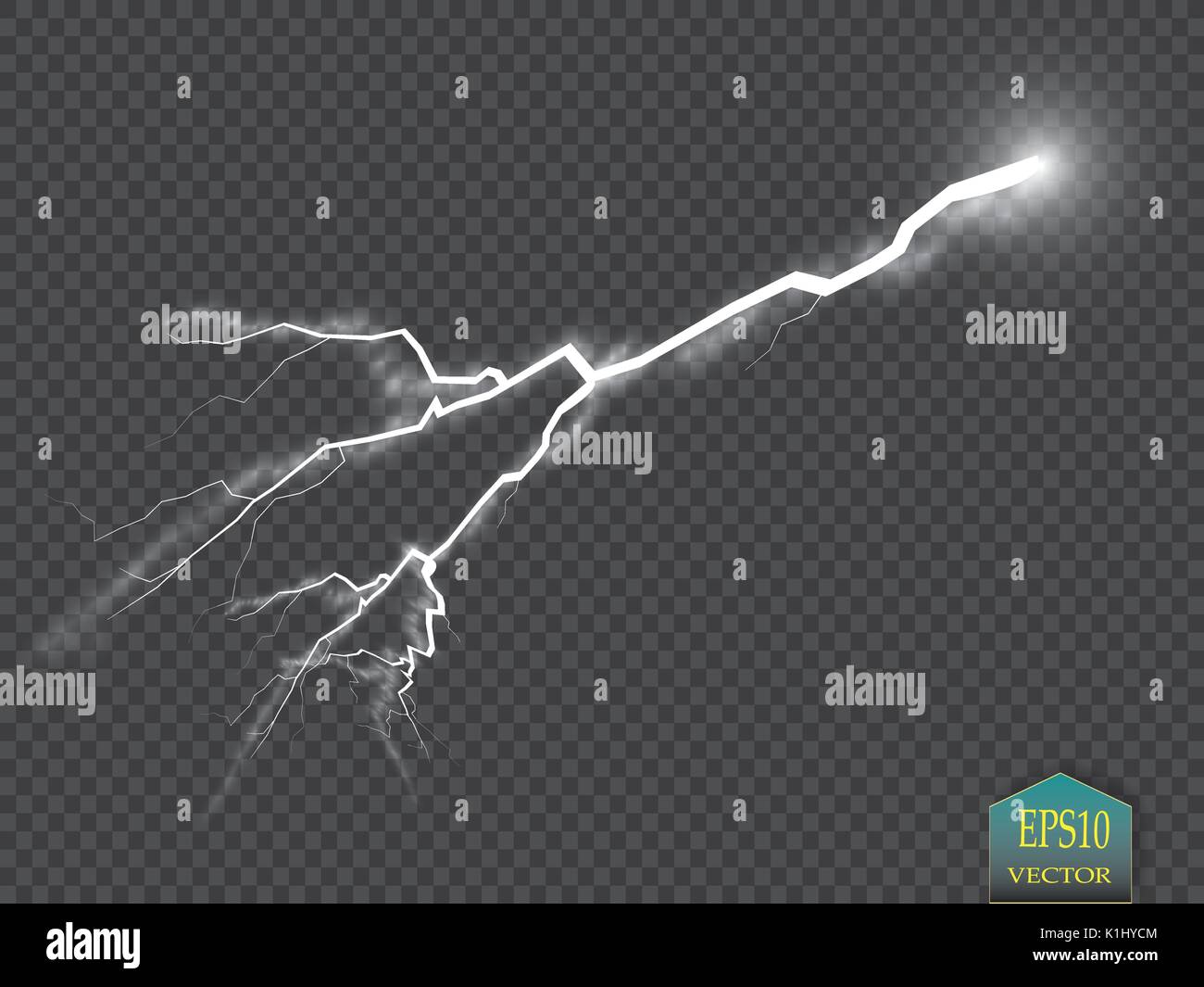 Set of lightnings. Thunder-storm and lightnings. Magic and bright ...