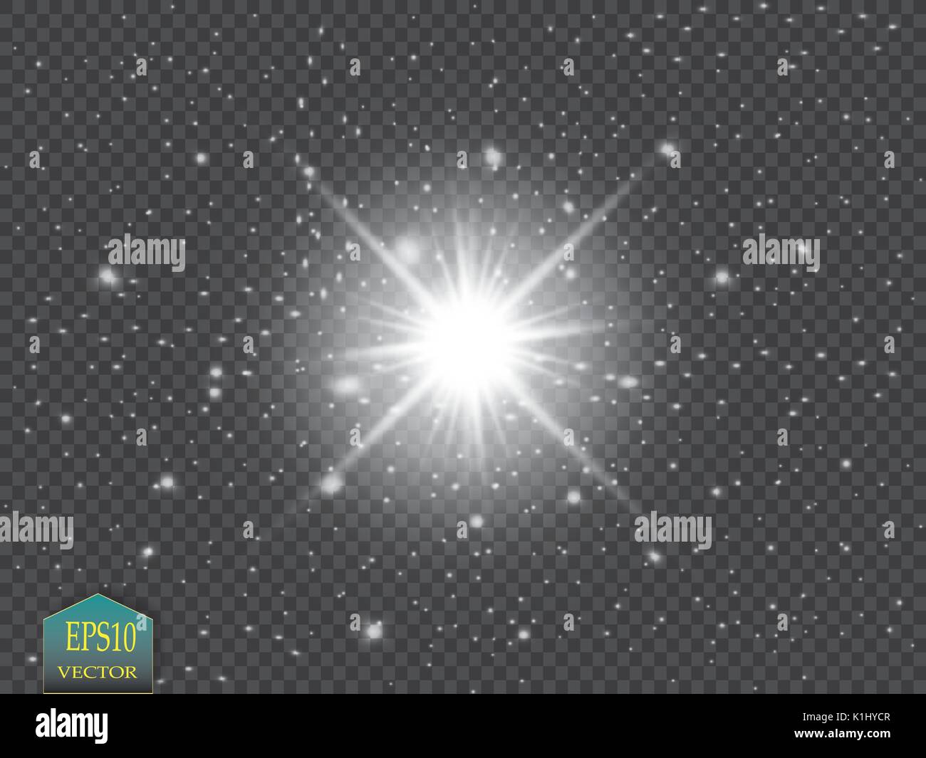 Glow light effect. Starburst with sparkles on transparent background ...
