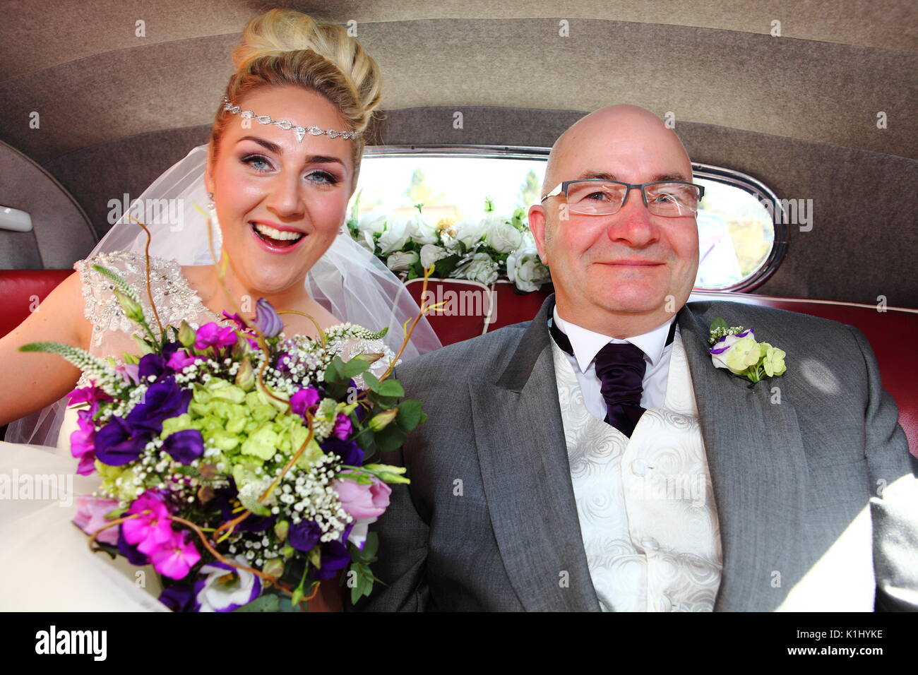 The bride and her father on their way to the wedding ceremony Stock ...