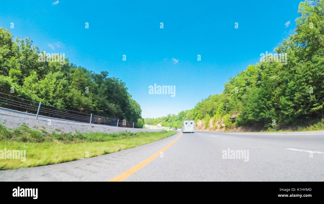 POV point of view - Driving East on Interstate Highway 40 through ...