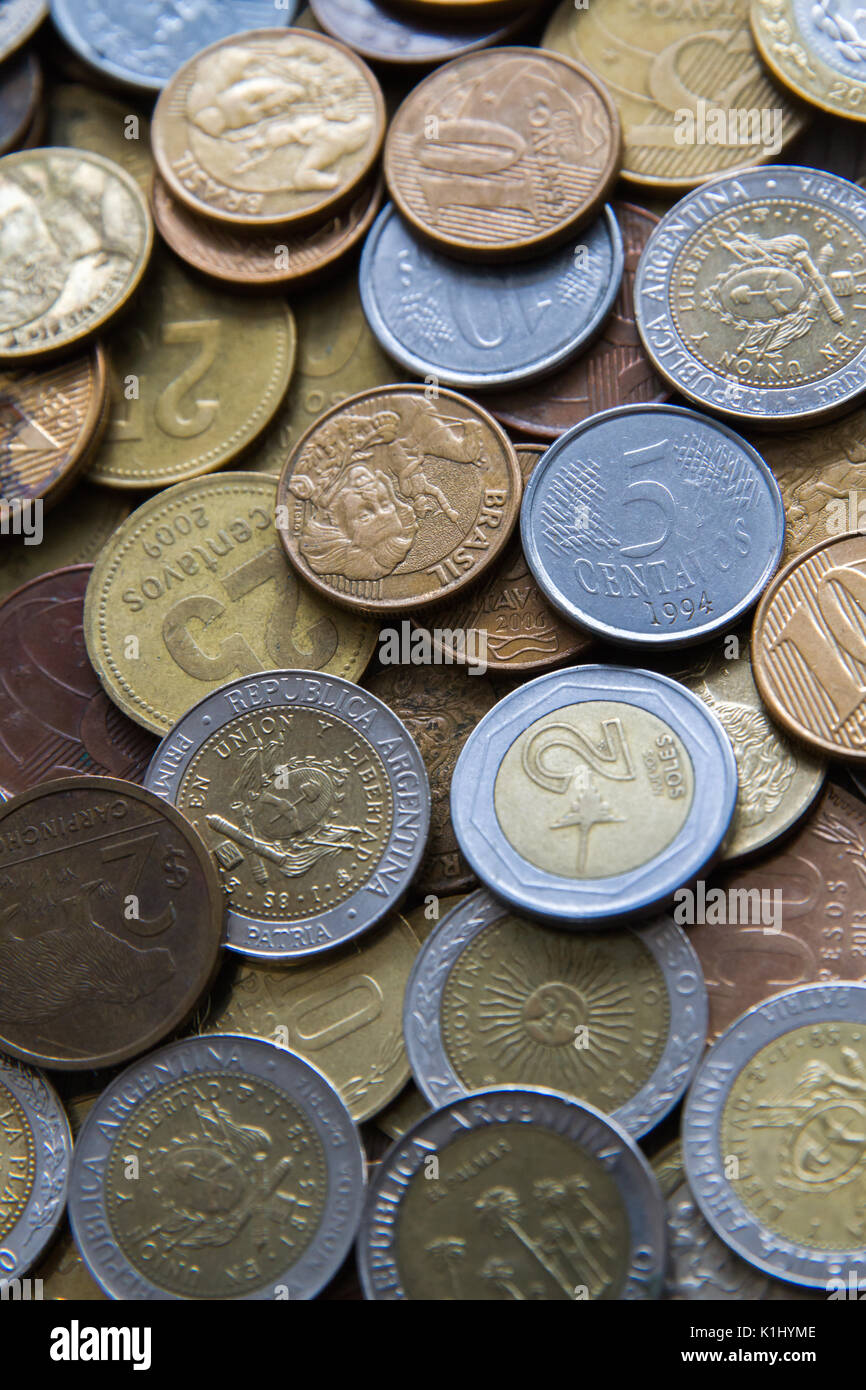 Mix of coins from different countries in south america - Argentina ...