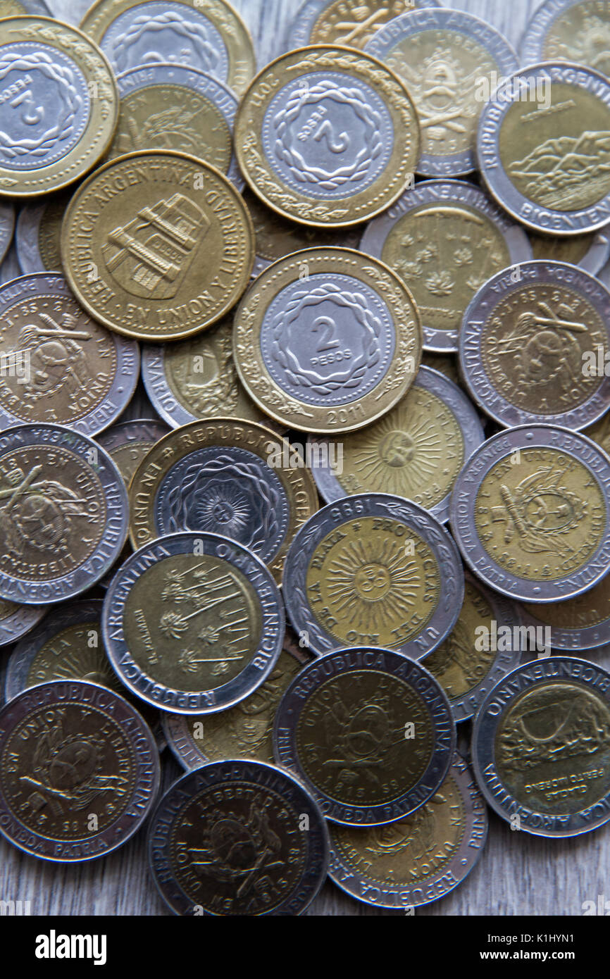Mix of coins from different countries in south america - Argentina ...